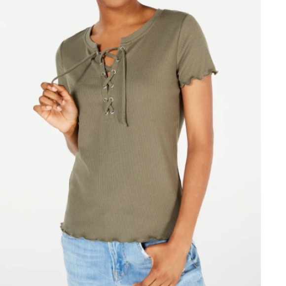 Aeropostale | Tops | Aeropostale Green Off Shoulder Ruffle Tee | Poshmark